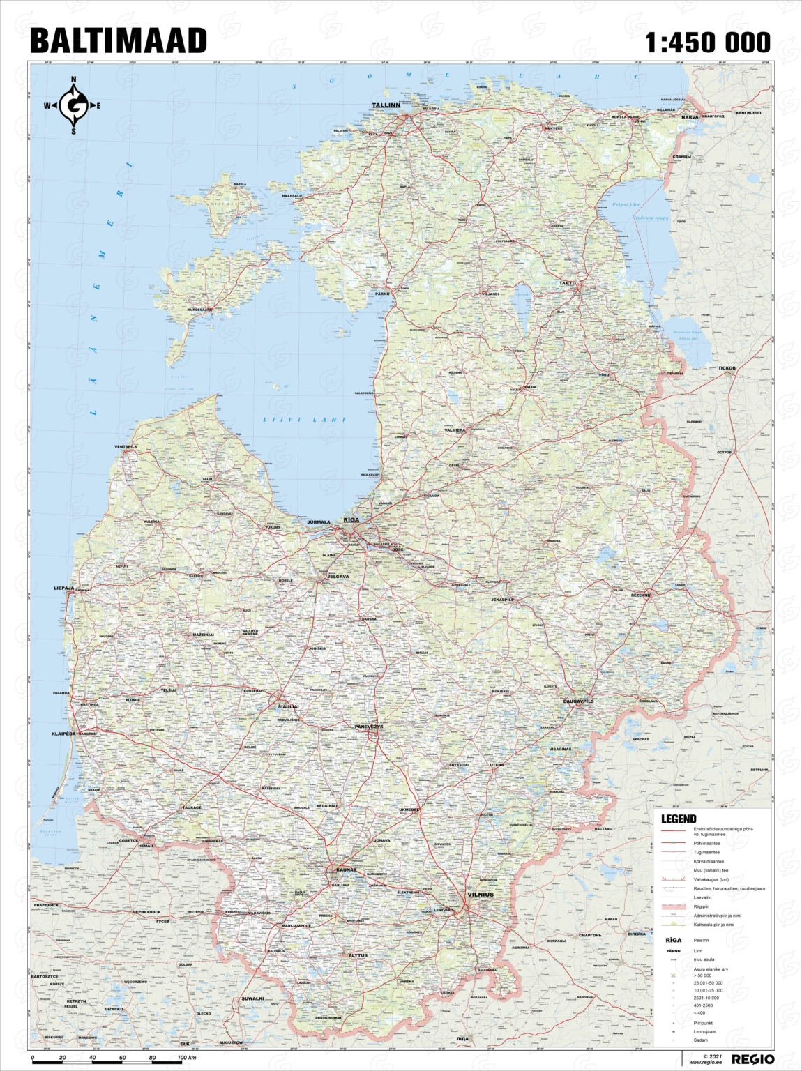 Map of the Baltic States with forests - Regio