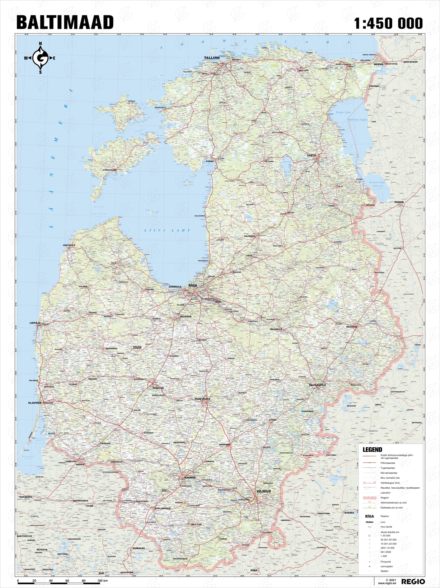 Map of the Baltic States with forests - Regio